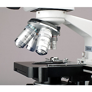 AmScope T120B-M Digital Professional Siedentopf Trinocular Compound Microscope, 40X-2000X Magnification, WF10x and WF20x Eyepieces, Brightfield, LED Illumination, Abbe Condenser with Iris Diaphragm, Double-Layer Mechanical Stage, 100-240VAC, Includes 1.3M