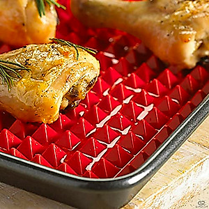 Silicone Baking Mat Red Pyramid - Nonstick Bakeware Microwave Bacon Cooker Pastry Mats Red BBQ Grill Mat Baking Supplies - 16 X 11'' Healthy Food Grade Silicone Mats For Kitchen Counter Grilling Mat