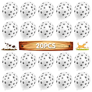 Abeillo 20 Pieces Dog Paw Balloons Funny Paw Print Balloons Pet Latex Balloons for Children's Birthday Western Cowboy Farm Party Decoration Supplies