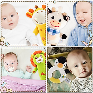 ush Baby Rattle Toys for Babies 0-6 Months Soft Baby Toys Stuffed Animal Plush Rattle Newborn Sensory Toys Newborn Infant Security Blanket Loveys Small Animals Doll（Cow）