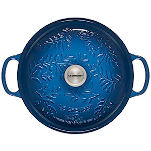 Le Creuset Olive Branch Collection Enameled Cast Iron Signature Braiser, 3.5 qt., Marseille with Embossed Lid