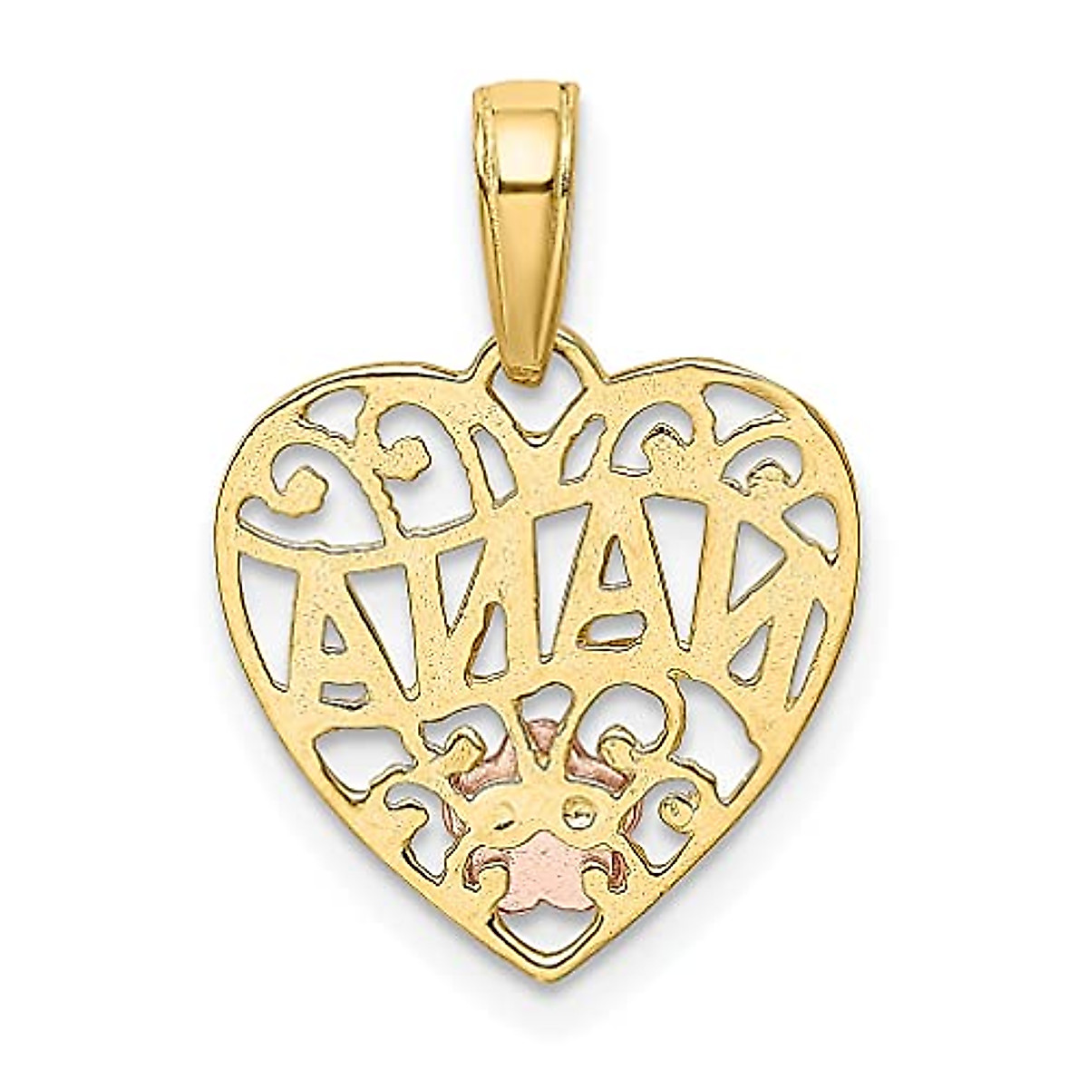 IceCarats 14K Two Tone Gold Grandma Heart Love Necklace Nana Charm Grandmother Pendant 21mm x 15mm Only