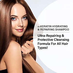 PETER COPPOLA a-Keratin Hydrating & Repairing Shampoo - Ultra-repairing & Gentle Cleansing Sulfate Free Shampoo Repairs Damaged Hair - Nourishes, Conditions, And Prevent Breakage (10 Fl Oz)