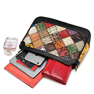 Leather Cute Crossbody Bags for Women Coloful Floral Patchwork Unique Shoulder Purse and Handbags Medium