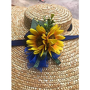 DALAMODA Sunflower Wrist Corsage-Girl Bridesmaid Wedding Prom Party Gril Wrist Corsage Party Prom Hand Flower Decor Pack of 1 (SF-Wrist Corsage)
