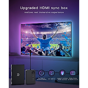 Azoula TV LED Backlight Immersion Ambient TV Strip Lights for 55-65 Inch TV HDMI 2.0 Sync Box RGB+IC Wi-Fi Backlight Music Sync TV Light, Compatible with Alexa Google Assistant App Contro