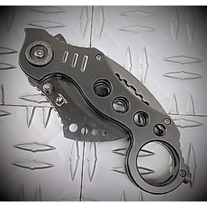 7.5" Black Falcon Claw Full Metal Pocket Folding Knife. Stainless Steel Blade. For Compaing, fishing, Outdoor Use and EDC (Black)