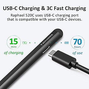 RENAISSER Taiwan Raphael 520C Stylus Pen for Surface, USB-C Charging, Designed in Houston, Made in Taiwan, 4096 Pressure Sensitivity, Match Surface Pro 10& Pro 9/Laptop 6, Magnetic Attachment