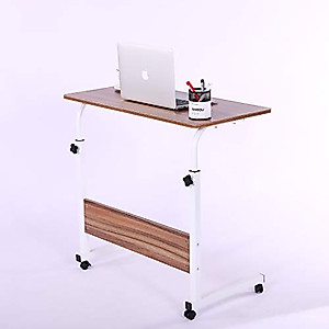 Fancasa Laptop Cart 31.5" Mobile Table Movable Portable Adjustable Notebook Computer Stand with Wheels (Teak)