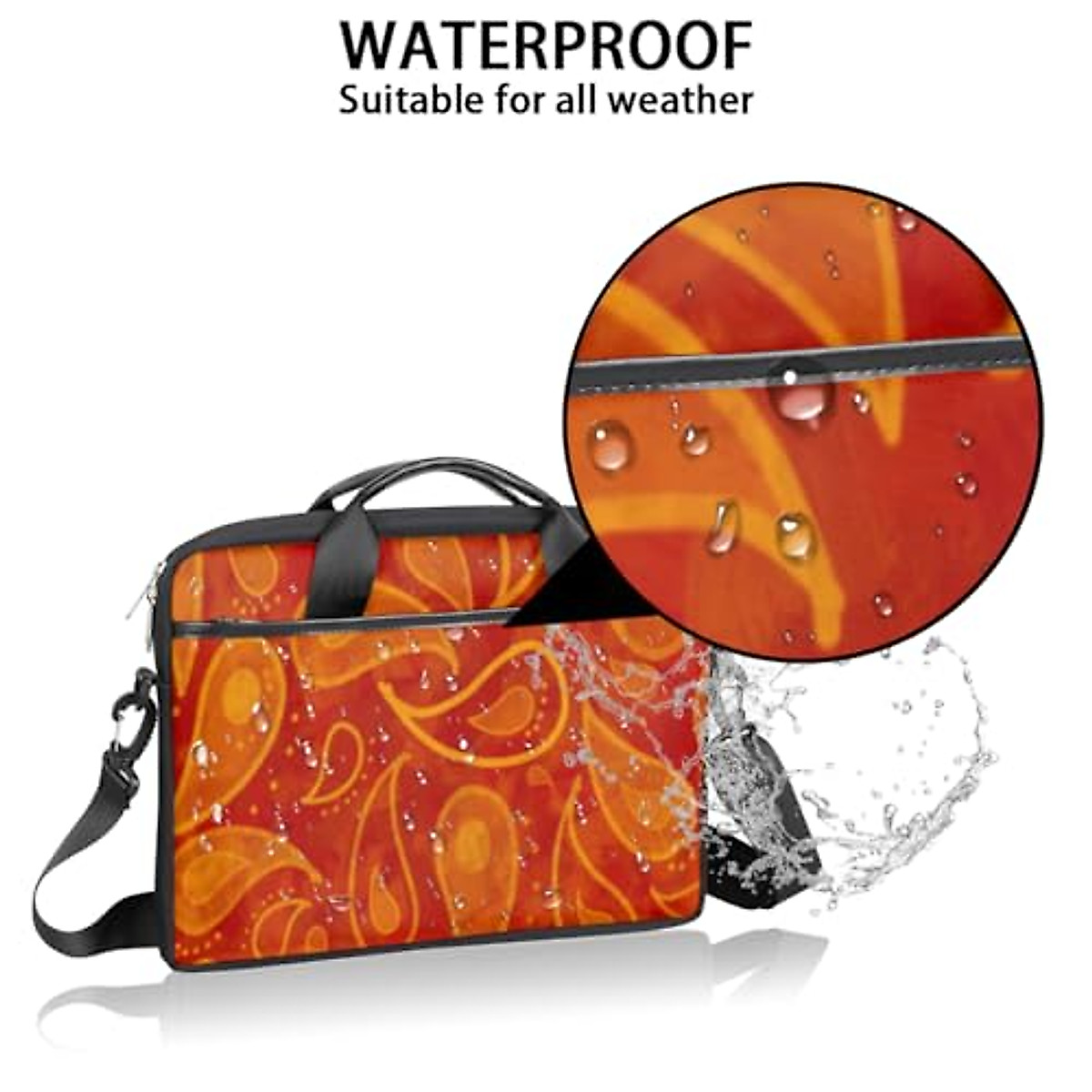 Fall Paisley Laptop Computer Bag Waterproof Shoulder Messenger Bag 13-15 inch Durable Laptop Tote Bag with Shoulder Strap Handle Lightweight Crossbody Briefcase