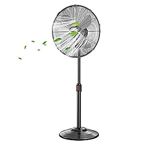 ARLIME16 Inch Oscillating Standing Floor Fan, All Metal Pedestal Fan with Height Adjustable, 4 Blades, and 3 Speed Settings, Powerful and Quiet, Wide Spread Stand Fan for Home, Office, Shop (Black)