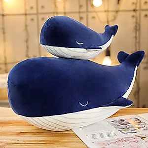 MUPI Whale Stuffed Animal 4 Size Down Cotton Soft Simulation Big Blue Whale Dolphin Doll Toy Cushion Pillow Whale Plus (10 Inch)