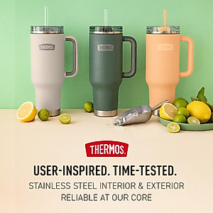 THERMOS Stainless Steel Cup Holder Mug - 40 Ounce, Alpine Green - Insulated Tumbler with Lid and Straw, Plus Leak-Resistant Slide Lock