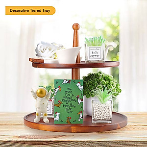 Large Wooden Cupcake Stand Holder Rustic 2 Tier Wooden Serving Stand Tiered Tray Stand Wooden Pastry Stand, Dessert Display Stands Farmhouse Tiered Tray Decor Brown Decorative Tray Mother's Day