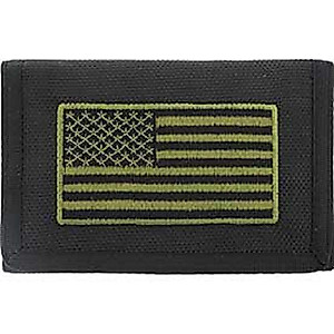USA FLAG WALLET - United States Of America FLAG SUBDUED - Embroidered Logo Heavy Duty Trifold Nylon Wallet - 3.5" x 5"