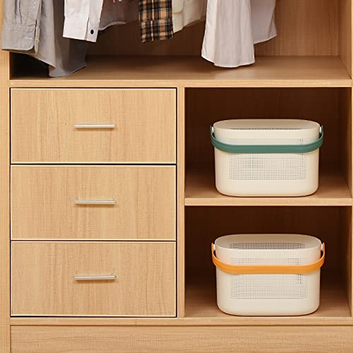 ALINK Plastic Shower Caddy Basket with Handle, Portable Bathroom Storage Organizers Cleaning Caddy for Bath Toy, Kitchen, College Dorm - Yellow