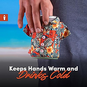 Puffin - The Aloha Shirt - Insulated 12 oz Can Cooler I Beer Bottle & Soda Can Insulator, Keep Drinks and Beverages Cold - Island Time