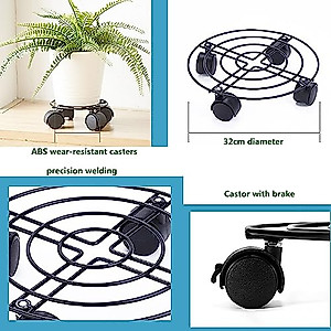 Artermy Plant Caddy with Wheels Rolling Plant Stand, 12'' Heavy Duty Plant Stand Black Tray for Patio Flower Pot,Large Plants Succulent Pots (2 Packs)