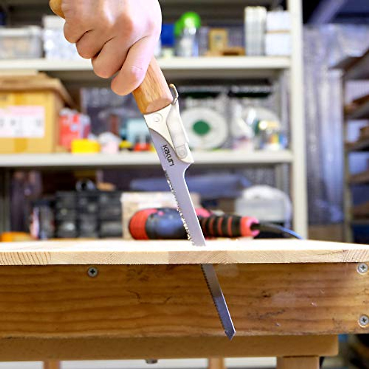 KAKURI Japanese Saw Set of 4 Saws, Fine Cut Woodworking Japanese Saw Kit (Dozuki Fine tooth 7", Flush Cut 7", Hard Wood 8-1/4", Keyhole 6") Oil Finished Red Oak Handle with Wrap Case, Made in JAPAN