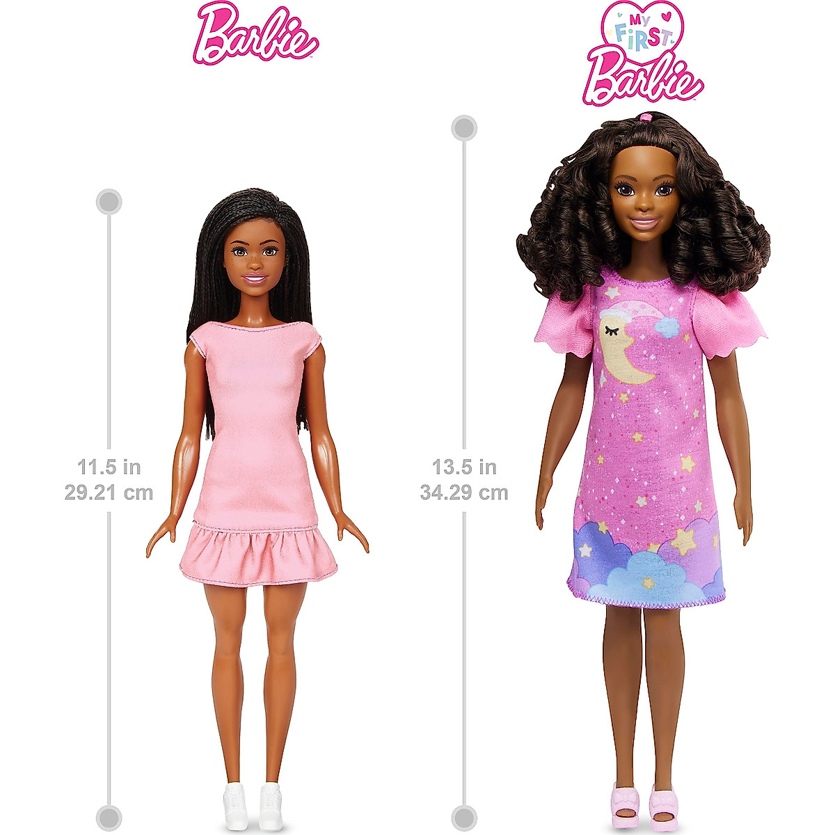 Barbie: My First Barbie Preschool Doll, "Brooklyn" with 13.5-inch Soft Posable Body, Deluxe Party & Bedtime Clothes & Accessories, Black Hair