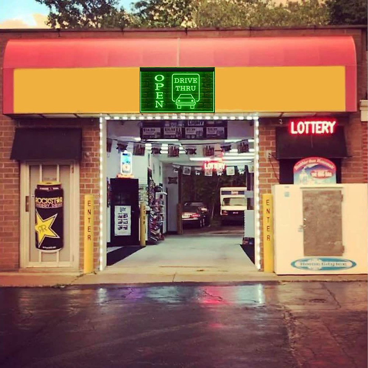 190014 Open Drive Thru Service Shop Store Display LED Light Neon Signs (12" X 8", Red)