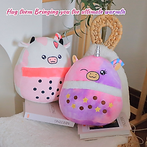 Easfan 14'' Rainbow Unicorn Plush Pillow Soft Boba Tea Plush Toy Cute Bubble Tea Unicorn Stuffed Animal Home Room Decoration Birthday Christmas Festival Gifts for Kids Toddlers