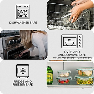 Extra Large Glass Food Storage Containers with Airtight Lid 6 Pc [3 containers with lids] Microwave/Oven/Freezer & Dishwasher Safe. BPA/PVC Free X-Large/Large/Medium Size Reusable Square container set