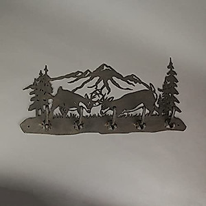 Things2Die4 Brown Laser Cut Metal Deer Hook Rack Decorative Wall Mounted Key and Coat Hanger