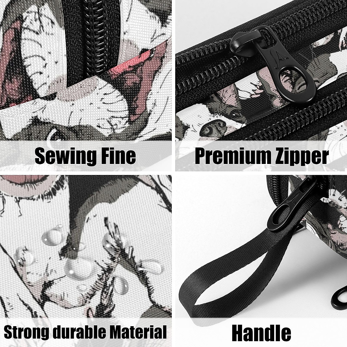 Fustylead Smiling Funny Boston Terrier Dog Pencil Pen Case with 3 Compartments, Lightweight & Spacious Stationery Bag Cosmetics Bag