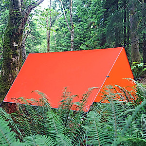 AquaQuest Survivor High Visibility Tarp - Portable Safety Shelter or Emergency Rain Fly - Disaster Preparedness Must Haves for Hiking, Backpacking & Expedition, 10 x 10 ft