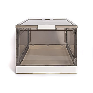 Best Home Fashion 2 packs X-LARGE Storage Bins Side Opening, Stackable Lid Collapsible, Foldable, Easy Tidy Up with Storage Box, Ideal for Home & Office Organization Storage Cube (X-Large, White)