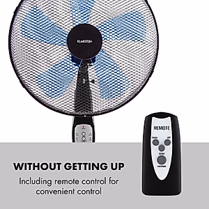 Klarstein Summerjam - Pedestal Fan, Stand Fan, Rotor Diameter: 16 inches, 50 Watts, 3 Speeds, Oscillation: 80 °, Timer, Remote Control, Height Adjustable, Color: Black