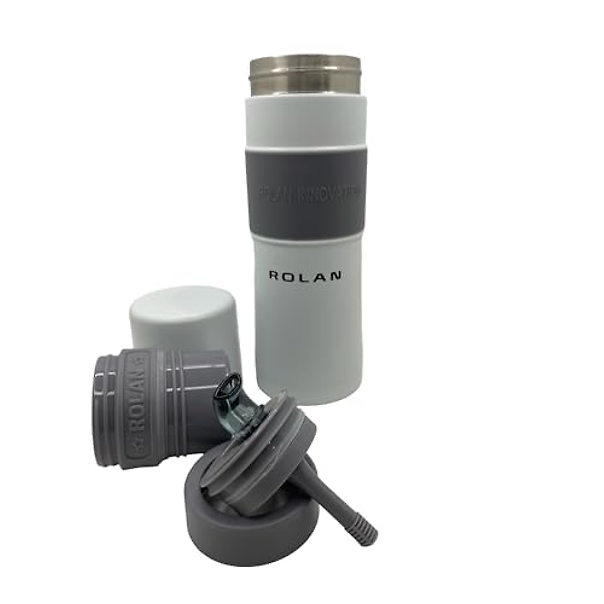 ROLAN Stainless Steel Automation Self Drink Mate - Thermos, Mate Cup and Bombilla All in One, Effortlessly Enjoy Yerba Anywhere 750ML (Blanco)