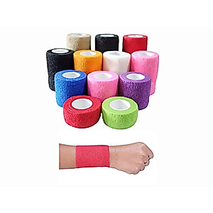 Transun Moo 6 Pack 2" x 5 Yards Self Adhesive Bandage Wrap Breathable Cohesive Vet Wrap for Pets, Elastic Self-Adherent Tape for Sports, Wrist, Ankle (Mixed Colors)