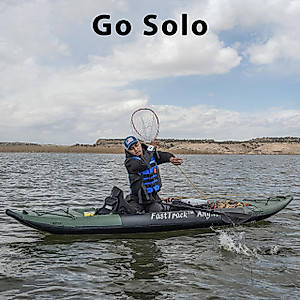 385FTA Fasttrack Angler 1–2-Person Inflatable Green Fishing Kayak-Rigid Keel, Drop Stitch Floor w/Seat(s), Paddle(s), Pump & Bag (385FTA Fasttrack Angler Pro Angler Kayak)