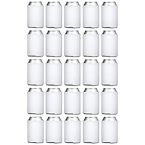 TahoeBay Bulk Can Coolers (50-Pack) Blank Foam Sleeves Plain Soft Insulated Blanks for Soda, Beer, Water Bottles, HTV Vinyl Projects, Wedding Favors and Gifts (White)