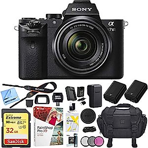 Sony Alpha a7II Mirrorless Camera with 28-70mm F3.5-5.6 OSS Lens Bundle with 32GB Memory Card, Camera Bag for DSLR, Camera Battery, Battery Charger, Paintshop Pro and 40.5mm Filter Kit