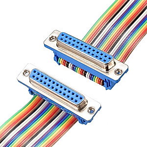 uxcell IDC Rainbow Wire Flat Ribbon Cable DB25 Female to DB25 Female Connector 2.54mm Pitch 19.7inch Length