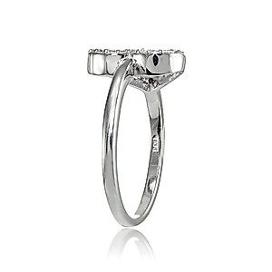 Hoops & Loops Sterling Silver Cubic Zirconia Sideway Heart Ring, Size 7
