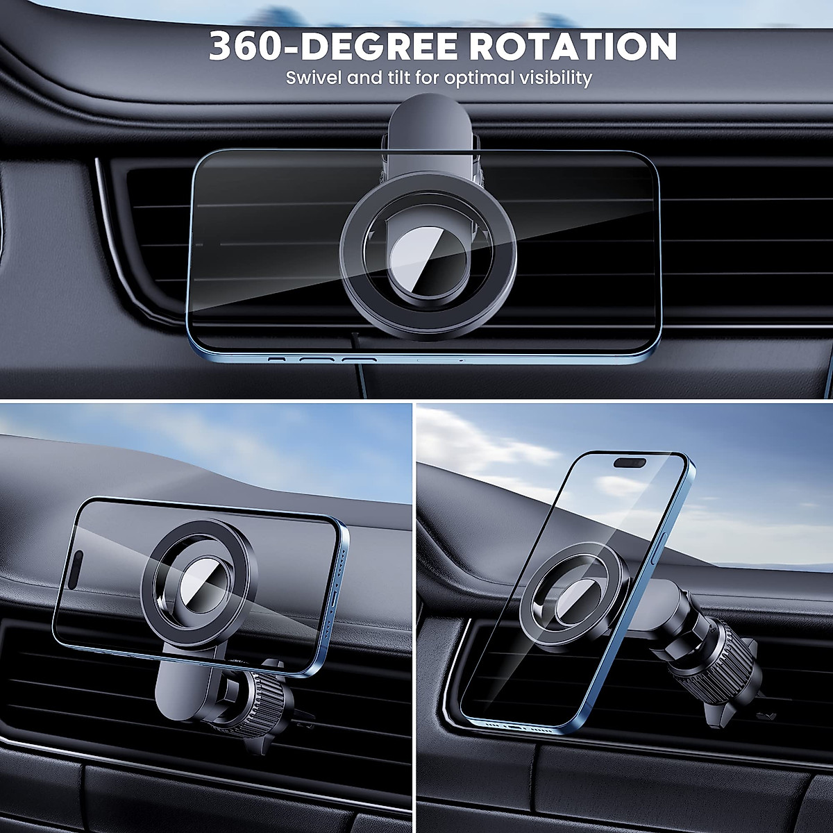 PGU for Magsafe Car Mount [Strongest Magnets] Magnetic Phone Holder for Car [Hands Free] Air Vent Car Cell Phone Holder Mount Car Accessories for iPhone 14 13 12 Pro Max Plus Mini MagSafe Case