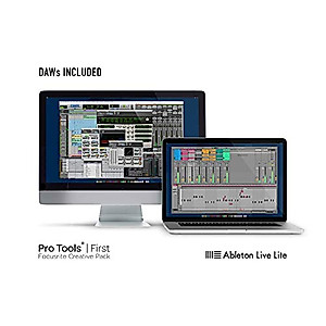 Focusrite Scarlett 2i2 2x2 USB Audio Interface Full Studio Bundle with Creative Music Production Software Kit and CR4-X Pair Studio Monitors and 1/4” Instrument Cables