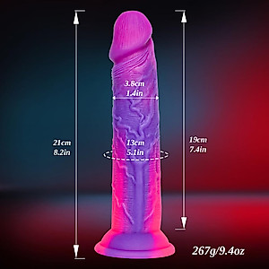 Liquid Silicone Realistic Anal Dildo with Strong Suction Cup for Hand-Free Play, 8 Inch Soft G Spot Dildo for Women Men Lesbians, Realistic Lifelike Penis Pink Thick Dildo Adult Sex Toys for Couples