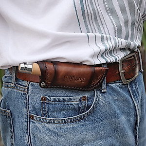Tourbon 4.3" Pocket Knife Pouch Folding Knife Holster Portable Leather Knives Holder with Belt Loop for Camping Hunting Jungle