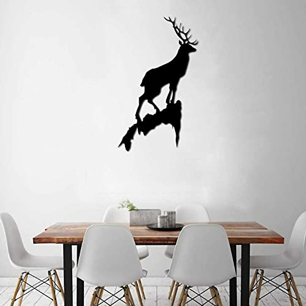 Deer Metal Wall Sculptures, Elk Signs Metal Wall Art, Black Metal Silhouette Decorative, for Home Restaurant Entrance Decoration