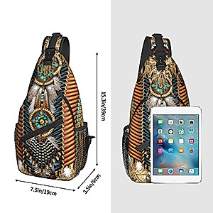 ASYG Native American Art Indian Sling Backpack Cute Chest Bags Crossbody Retro Shoulder Bag for Men Women Boys Girls