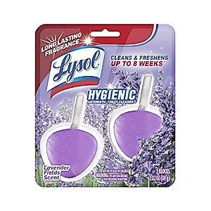 Lysol Automatic In-The-Bowl Toilet Cleaner, Cleans and Freshens Toilet Bowl, Lavender Fields Scent, 2ct