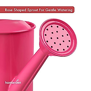 Homarden Watering Can for Kids - Play Time or Practical Use - Childs Metal Watering Can - Small Water Can for Boys and Girls, Perfect for Easter Gift - 32 oz (Pink)