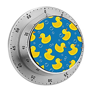 Rubber Yellow Duck Stainless Steel Timer 60 Minute Wind Up Timer Kitchen Timer Clock for Home Office