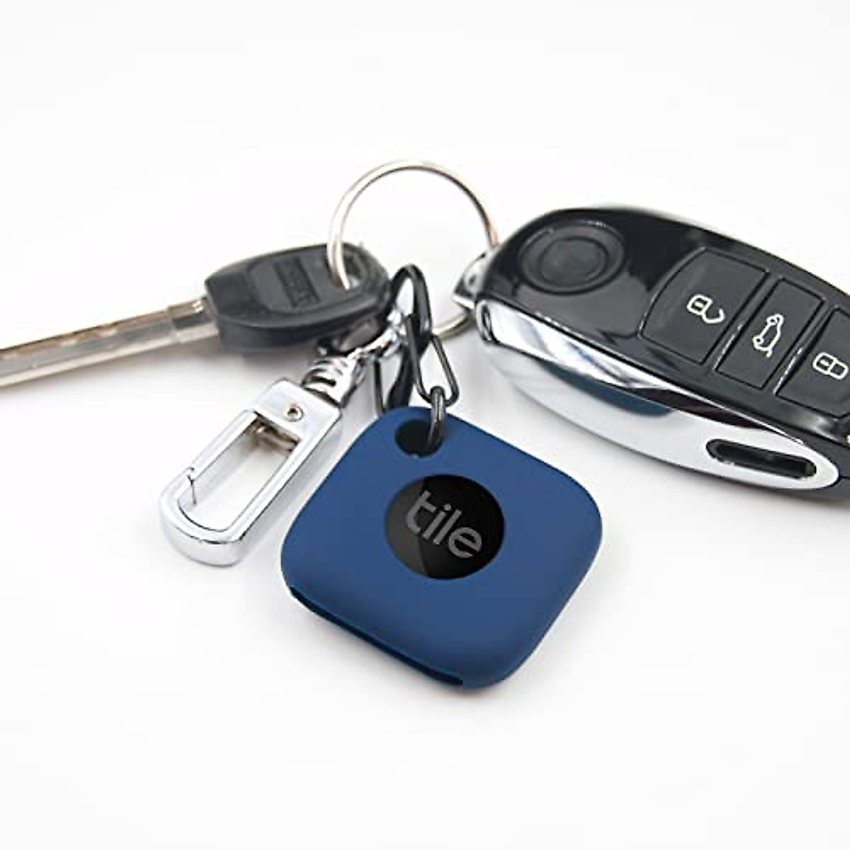 Silicone Case for Tile Mate 2022 with Keychains, 2 Pack Anti-Scratch Protective Cover with Carabiner (Navy/White)