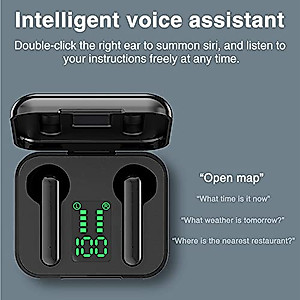 Wireless Earbuds, LED Bluetooth 5.1 Earbuds HiFi Sterero, IPX5 Waterproof Touch Control True Wireless Earbuds with Microphone, Bluetooth Headphones for Sport and Working Black